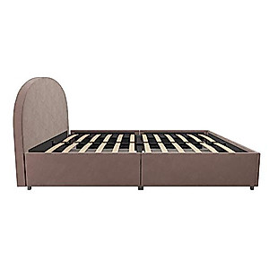 Mr. Kate Moon Upholstered Bed with Storage, Queen Size Frame, Blush Velvet