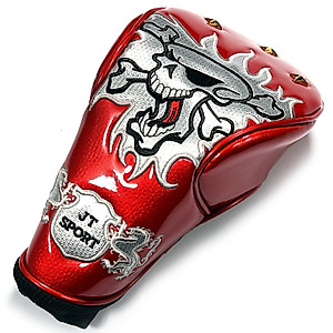 GOOACTION 3PCS/Set Skull Golf Head Covers for Driver and Fairway Woods Red Thick Crystal Leather Universal Golf Club Headcovers Protectors