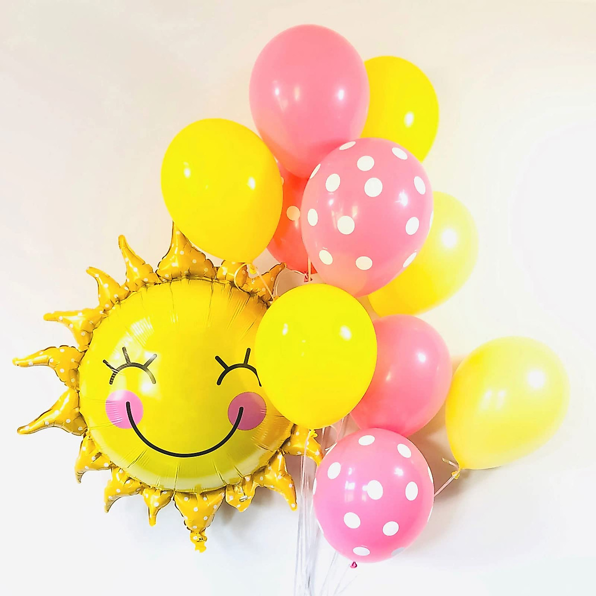 HAIOPS Sun Flower Foil Balloons Smiley Sunshine Sun Aluminum Balloon Birthday Wedding Decoration 26 Inch, 5 Pcs
