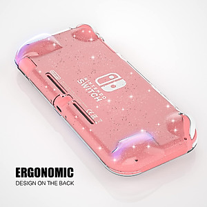 ECHZOVE Glitter Comfort Grip Case for Switch lite, Protective Hard Case for Switch lite Clear