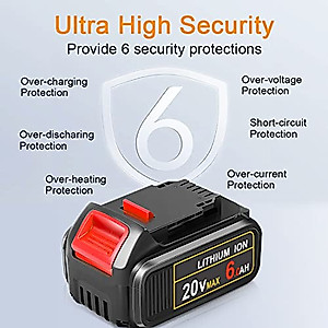 Amityke Compatible with Dewalt 6.0Ah 20V Battery 2Pack Replacement for Dewalt 20V Batteries DCB205 DCB206 DCB204 DCB200 (Yellow)