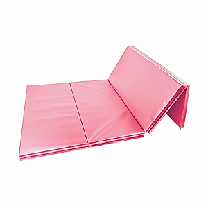 IncStores 2 Inch Thick Mat for Gymnastics | Foldable Vinyl-Covered Foam Exercise Mat Made to Help You Tumble, Cheer, Dance, Stretch, and Jump in Comfort and Style | 4'x8', Pink