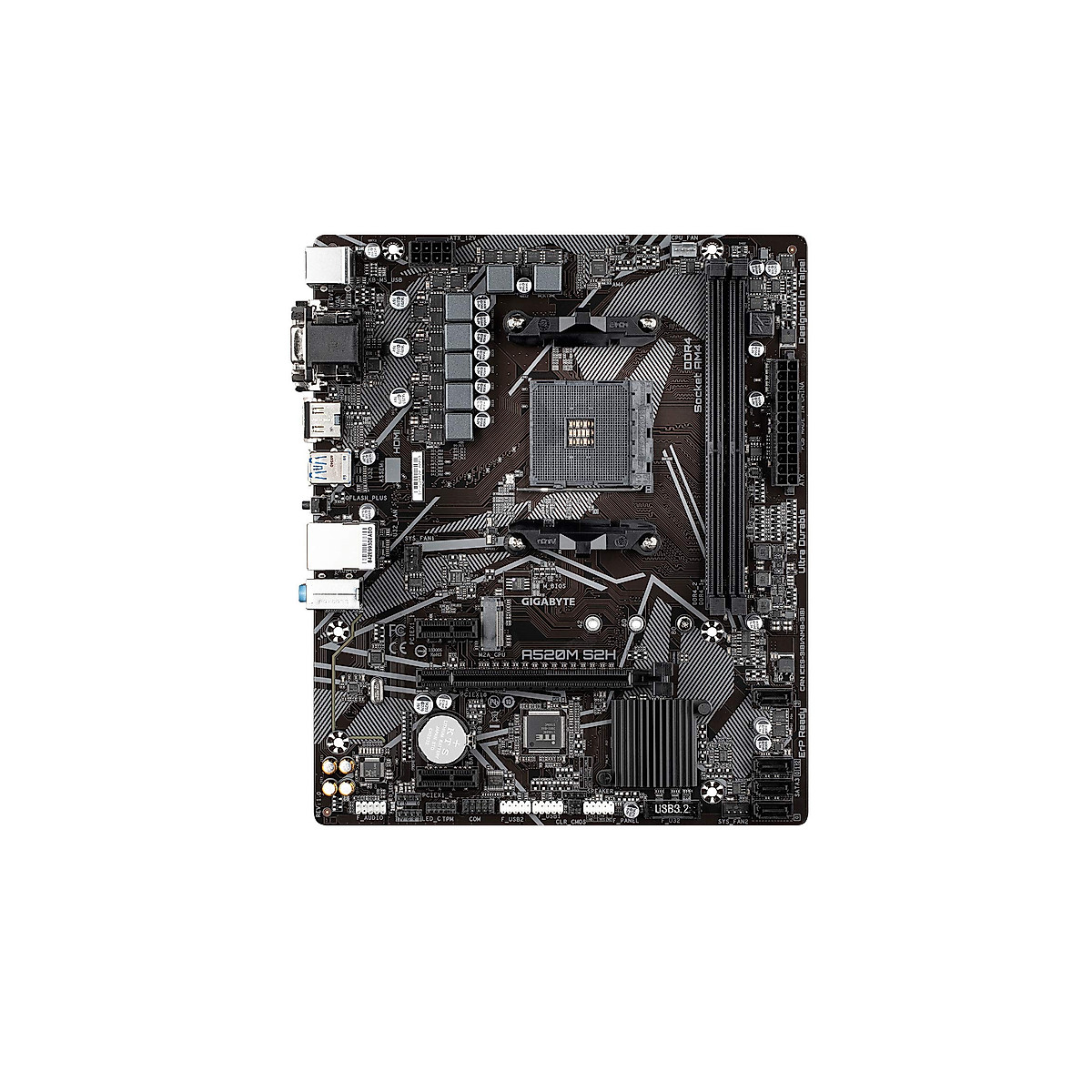 Gigabyte A520M S2H (AMD Ryzen AM4/MicroATX/4+3 Phases Digital PWM/Gigabyte Gaming GbE LAN/NVMe PCIe 3.0 x4 M.2/3 Display Interfaces/Q-Flash Plus/RGB Fusion 2.0/Motherboard)