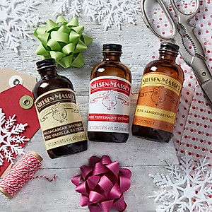 Nielsen-Massey Holiday Gifts Food Flavoring Bundle, Almond Extract, Peppermint Extract, Madagascar Bourbon Pure Vanilla Extract for Baking and Cooking, 4 Ounce Bottles