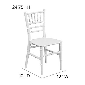 EMMA + OLIVER Child’s All Occasion White Resin Chiavari Chair for Home or Home Based Rental Business