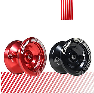 Yomega Glide® – Pro Level Aluminum Metal unresponsive Yoyo for Advance Players – Wing Shaped, C Size Ball Bearing Yoyo + Glove + 5 Extra Strings + 3 Month Warranty (red)