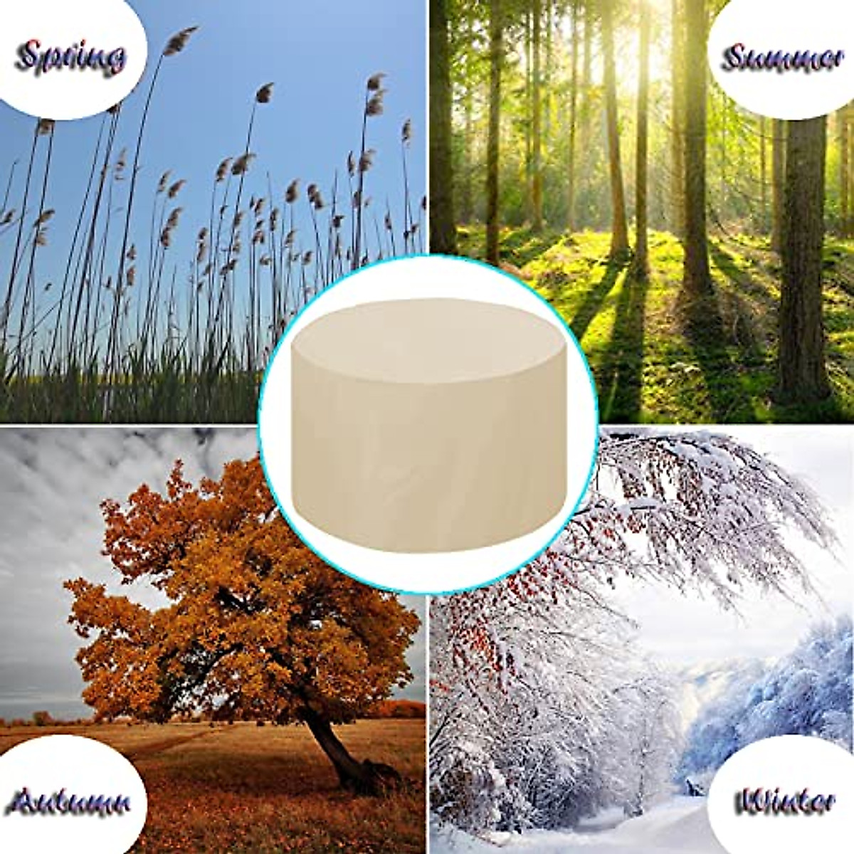 XYXH Round Patio Table and Chairs Cover 64" D x 31" H, Outdoor Garden Furniture Covers, Furniture Covers Waterproof, Heavy Duty Oxford Fabric Windproof, for All Weather Protection