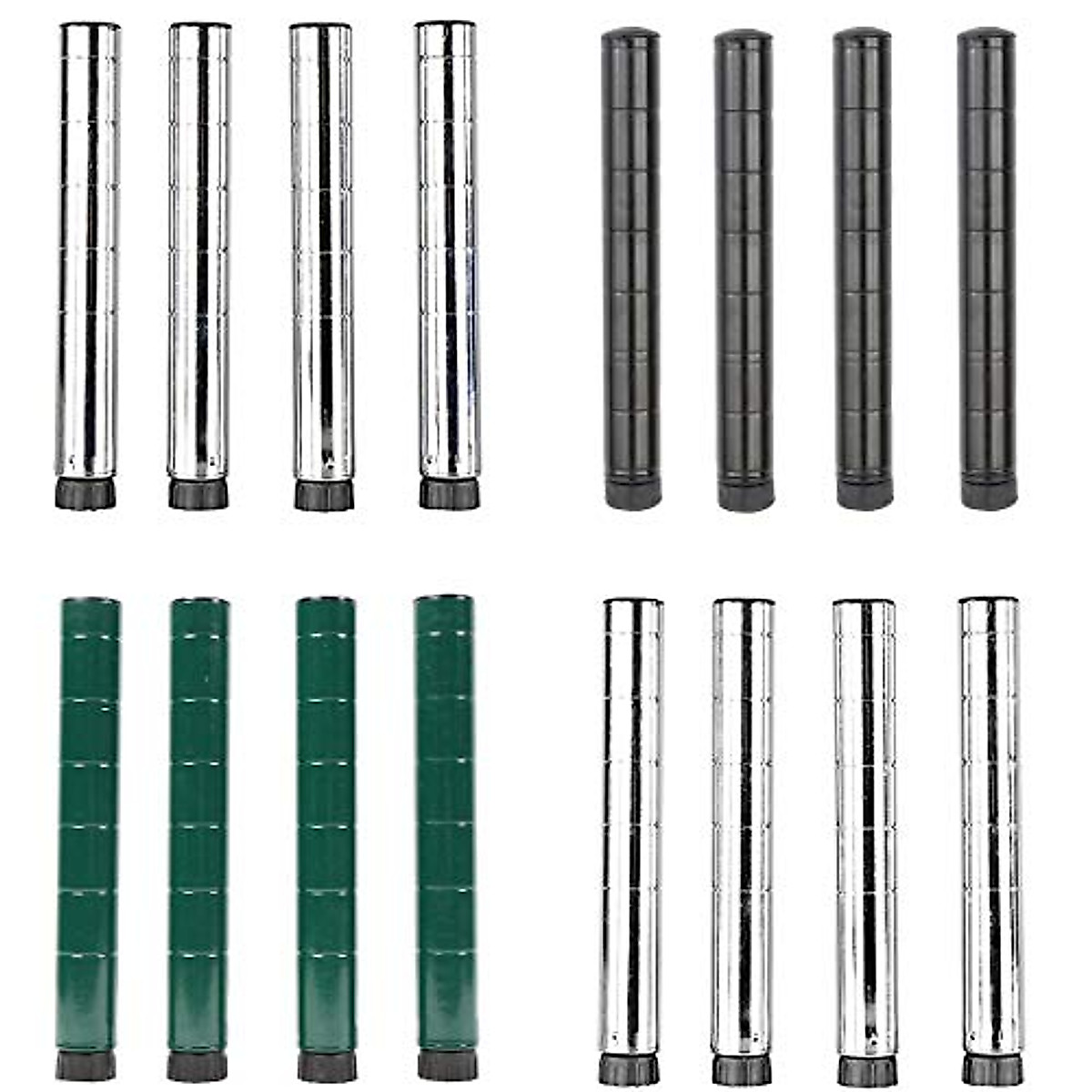 Regal Altair Set of 4 Wire Shelving Posts | Customize Poles Height: 8", 14", 27", 34", 54", 64", 74", 86", 96" and Material: Chrome, Black Epoxy, Green Epoxy, Stainless Steel