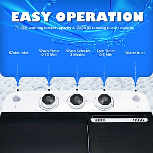 Portable washers 17.6lbs Compact Washing Machine and Spinner Twin Tub Washer and Dryers for Home Apartment Dorms,Black