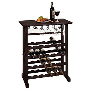 Vinny 24-Bottle W Glass Hanger Wine Rack In Dark Espresso Finish by Winsome's home