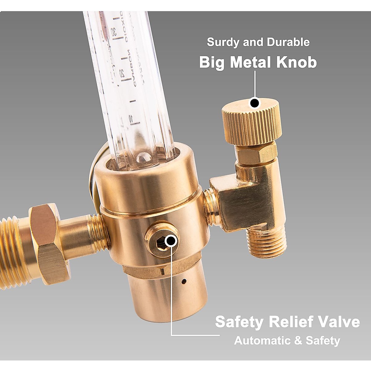Argon/CO2 Flow Meter Gas Regulator Compatible with Mig Tig Welder Regulator with 6.6FT Gas Hose 10 to 60 CFH Output Flow 0 to 4000 PSI - CGA-580 Inlet argon flow gauge welding regulator