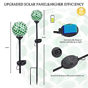 VCUTEKA Solar Lights Outdoor Decorative, Mosaic Solar Garden Light Waterpoof LED Pathway Stake Light for Landscape Lawn Patio Yard Decoration, Green 1 Pack