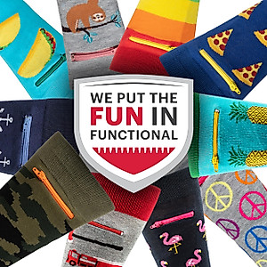 Pocket Socks Men Fashion Cotton Crew Socks, Hidden Zipper Security Pocket for Travel ID, Ear Buds and More, One Size, Hanukkah Sweater