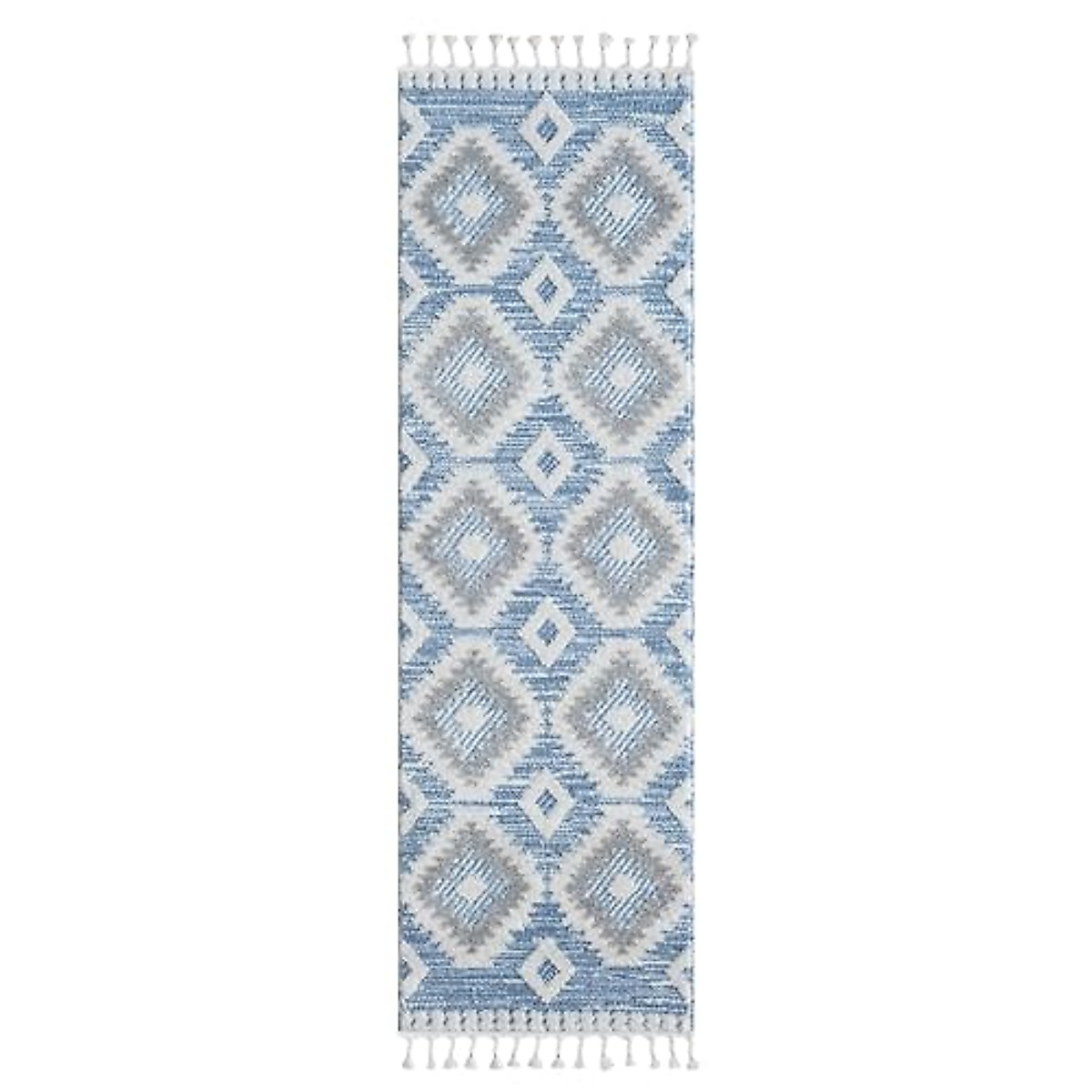LUXE WEAVERS Ibiza Collection Blue Moroccan Geometric Area Rug 2x7