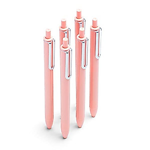 Poppin Retractable Gel Luxe Pens, Blush, Package Of 6, Black Ink
