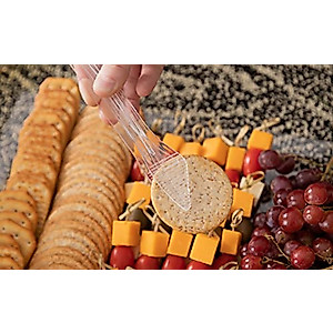 PARTY BARGAINS 8.5 Inches Plastic Serving Tongs, 12 Pack, Premium Quality & Heavy-Duty Clear Plastic Tongs for BBQ, Salads, Grilling, Buffets, Kitchen