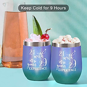 50th Birthday Gifts for Women - 50th Birthday Wine Tumbler for Women, 12oz Insulated Wine Tumbler with Lid and Straw, 50 Years Old Birthday Gifts for Anniversary Decorations (Glitter Violet Ombre)…