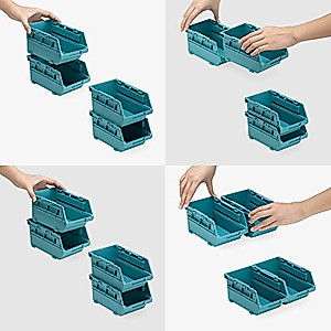 Navaris Interlocking Storage Organizer Drawers - Plastic Drawer Box Compartments for Screws Nails Small Tool Parts - Garage Shed Storage Bins - x3