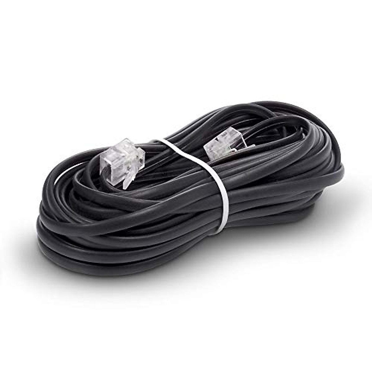 Phone Line Cord 25 Feet - Modular Telephone Extension Cord 25 Feet - 2 Conductor (2 pin, 1 line) Cable - Works Great with FAX, AIO, and Other Machines - Black