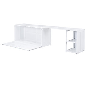 Murphy Bed with Rotable Desk,Queen Size Space-saving Platform Bed Frame with Storage Desk for Bedroom,Easy to Assembly, No Need Spring Box (White)