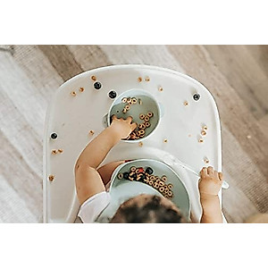 Ullabelle Suction Toddler Plates & Bowls Complete Set w/Spoon- BPA Free 100% Food Grade Silicone- Microwave & Dishwasher Safe Baby Suction Plate, Suction Bowl w/Lid, & Spoon- (Sage)