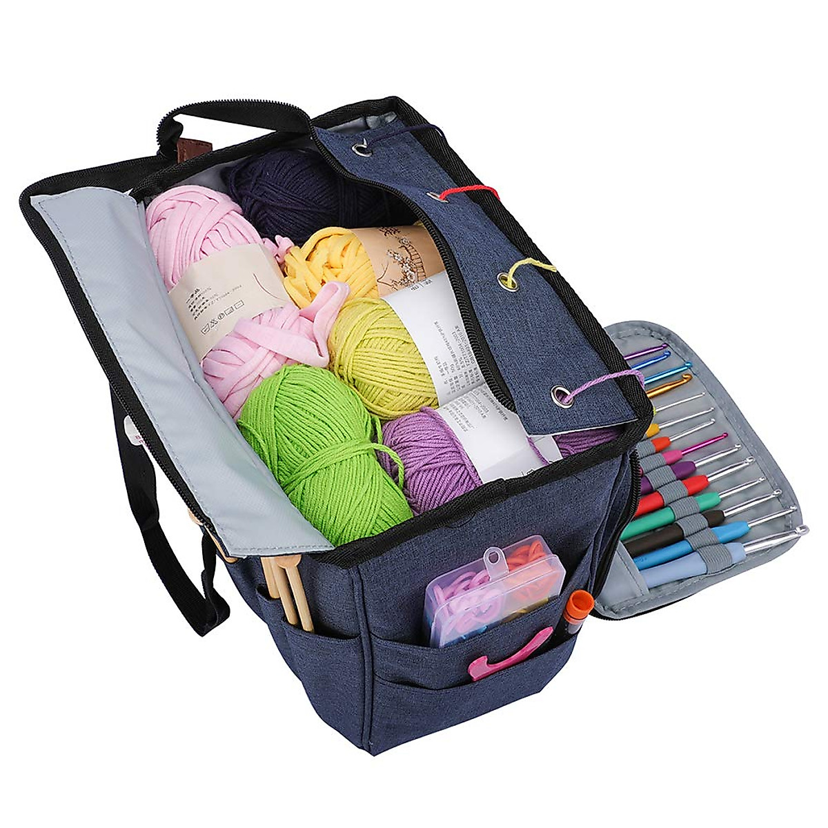 Knitting Tote Bag, Portable Yarn Storage Carrying Bag Knitting Needles Crochet Hooks Organizer, Perfect Gift for Knitters or Crocheting