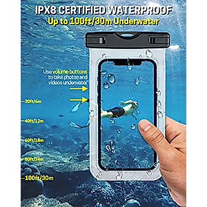 Vacto Waterproof Phone Pouch, IPX8 Waterproof Phone Case, Cell Phone Waterproof Bag, Cellphone Dry Bag Compatible with iPhone 13 12 11 Pro Max XS XR X, Galaxy S22 S21 S20 S10 up to 6.8"(2 Pack) Black