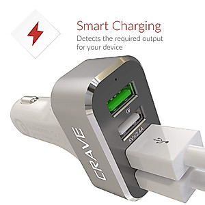 Crave CarHub 54W 4 Port USB Car Charger, Qualcomm Quick Charge 3.0 - White
