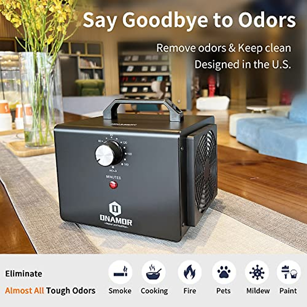 [New Upgraded 15000mg/h] Ozone Generator for Areas of 2000+ Sq.Ft, Ozone Machine Odor Removal for Home, Ozone Odor Eliminator for Smoke, Car, Basements, and Pet Odors - Black