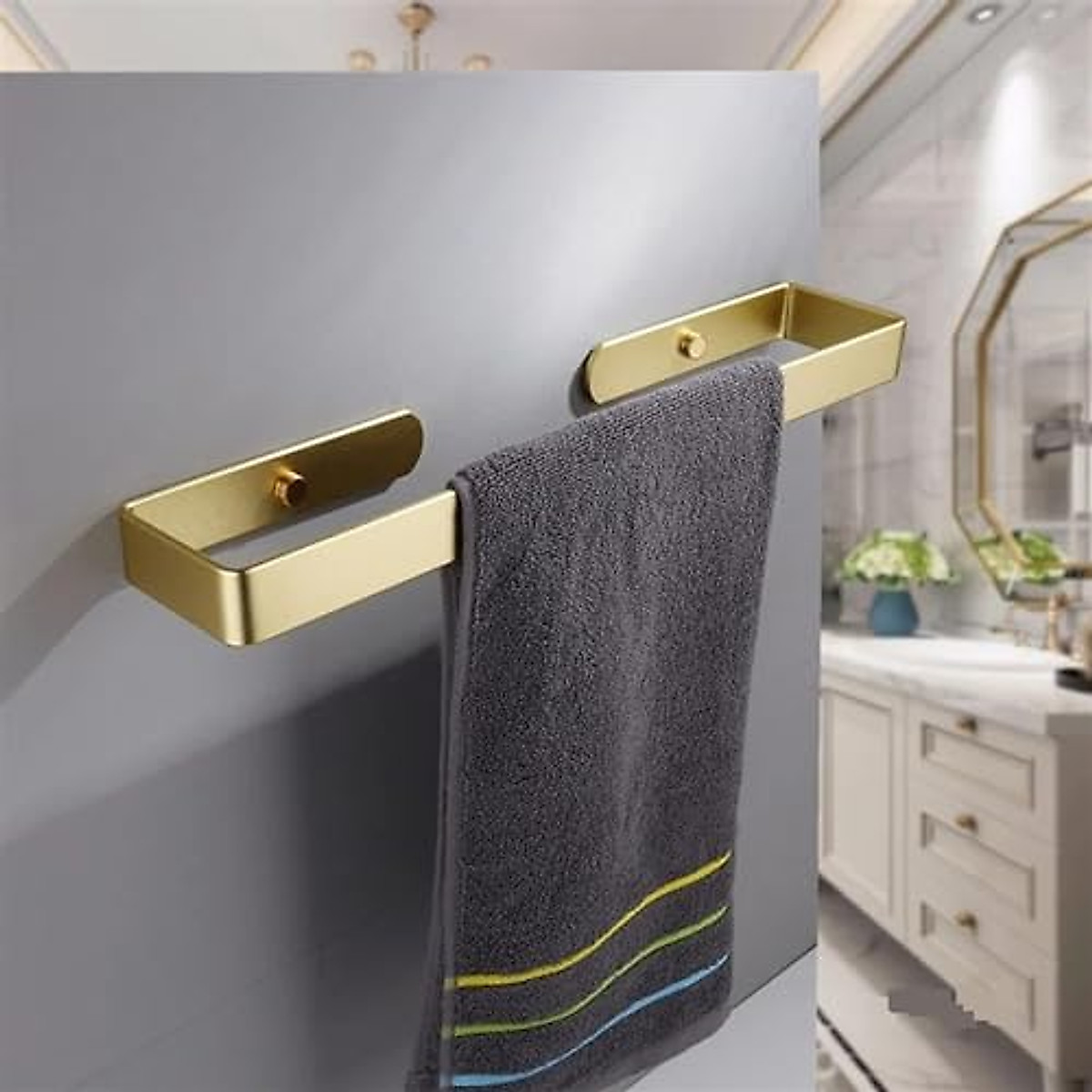 Towel Holder Bathroom Rack Bar Golden Kitchen Roll Paper Hand Towel Hanger Self Towel Hanger Self Storage Shelf Punching (Color : Golden.A)