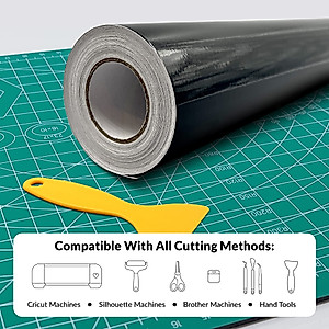 Reli. Black Permanent Vinyl | 12" x 35 FT Roll (Glossy) | Scraper Tool Included | Adhesive Vinyl Compatible w/Cricut & Silhouette Cutting Machines | Vinyl Roll for Signs, Tumblers, Mugs, Cars & More