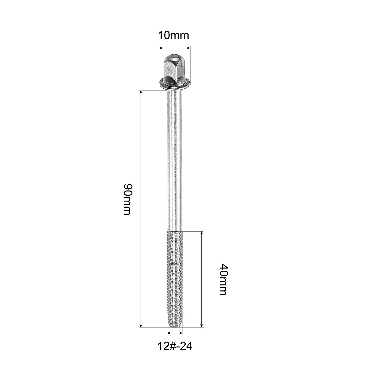 MECCANIXITY Drum Tension Rods 24mm x 90mm for Bass Drum Hardware Parts Accessory Pack of 6