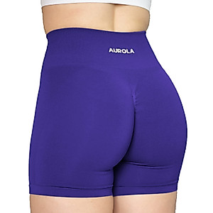 AUROLA Intensify Workout Shorts for Women Seamless Scrunch Short Gym Yoga Running Sport Active Exercise Fitness Shorts(S,Very Peri)