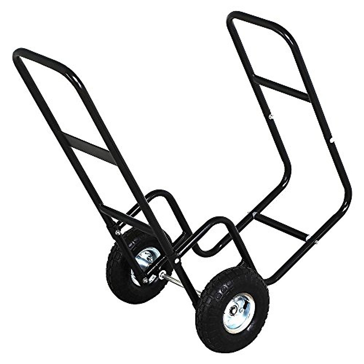 go2buy Firewood Log Cart Carrier Wood Rack Storage Mover Outdoor Indoor, Firewood Cart Firewood Hauler Rack with Wheels
