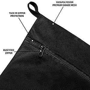 TENRAI Laundry Bags, Set of 4 XL (Extra Large) Mesh with Zipper for Delicates, Intimates, Lingerie, Bras, Dirty Laundry, Accessories Wash Bag, Jumbo Travel Organizer Net Bag (Black QS)