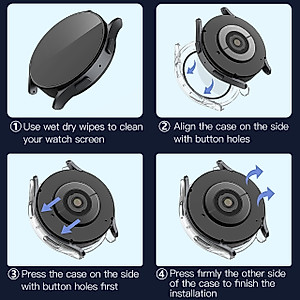 Misxi 2-Pack Hard PC Case with Screen Protector for Samsung Galaxy Watch 5 Galaxy Watch 4 40mm, Ultra-Thin Scratch Resistant Cover with Tempered Glass, 1 Black + 1 Transparent