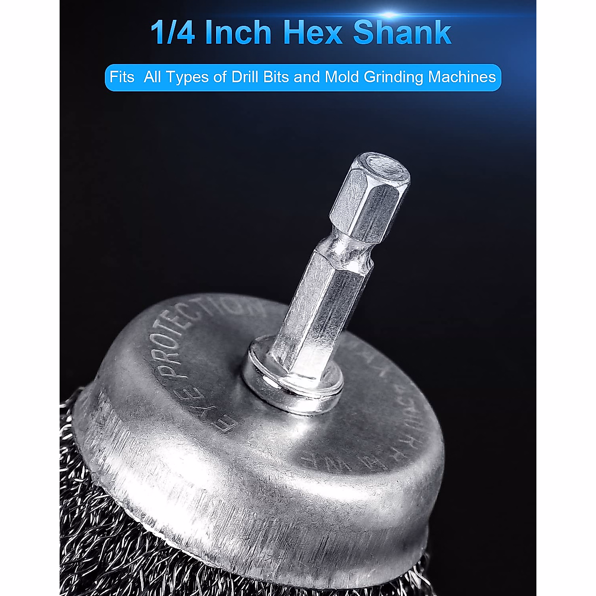 6 Pack Carbon Steel Wire Wheel Brush, Rocaris Cup Brush, Wheel Brush, Pen Brush Set with 1/4-Inch Hex Shank for Rust Removal, Corrosion and Scrub Surfaces