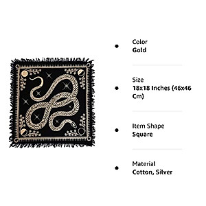 ASAV Tarot Altar Cloth Golden Snake Dragon Table Napkin Cloth Witchery Supplies Home Decor Wall Art Spiritual Witchcraft Square (18x18 Inches (46x46 Cm))