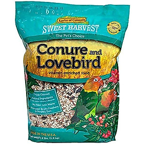 Sweet Harvest Conure and Lovebird Bird Food, 4 lbs Bag - Seed Mix for Conures and Lovebirds