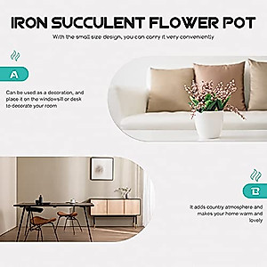 Happyyami 1pc Ring Flower Pot Metal Flower Planter Outdoor Planter Decorative Cute Flower Pot Table Plant Pot Succulent Pot Retro Planter vase Front Door White Small Cactus Iron Office