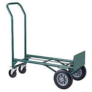 Harper Trucks JEDT8635P 700 lb Capacity Super-Steel Convertible Hand Truck, Dual Purpose 2 Wheel Dolly and 4 Wheel Cart with 10" Flat-Free Solid Rubber Wheels