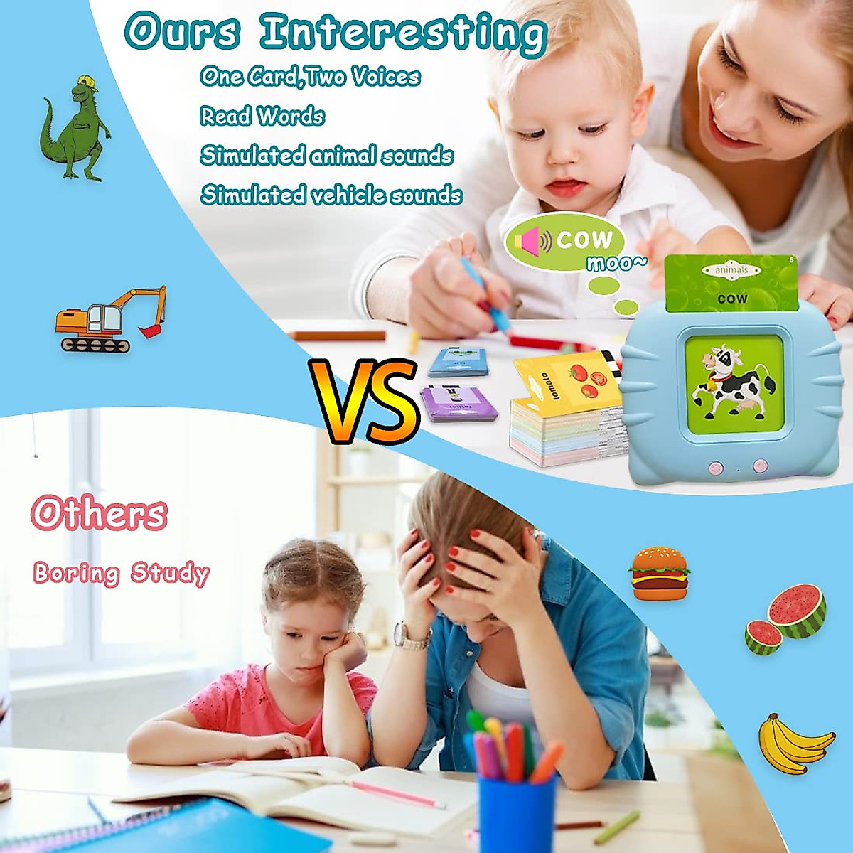 BAOXUE Toddler Learning Toys for 1 2 3 4 Year Old Girls Boys,Educational Toys for Toddlers Ages 2-4,Talking Flash Cards with 224 Sight Word,Speech Therapy Autism Toys Birthday Gift for Kids 1-3 (A)