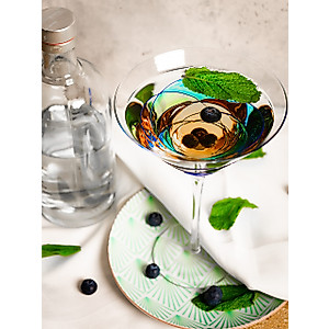 Antoni Barcelona Martini Glass BLUE – EXCLUSIVE BOX - Special Dry Cocktail 12 oz Refreshment Party Mediterranean Stunning Gift Drinkware Birthday Present Weddding Anniversary (Set 2)