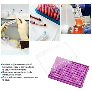 PATIKIL 96 Wells PCR Tube Rack for 0.2ml Test Strips Tubes, 5pcs Waterproof Tubes Filling Tray Centrifuge Tube Holder, Purple