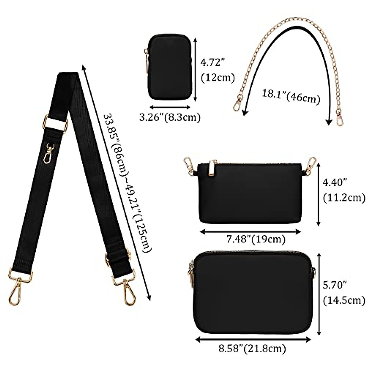 Uromee Corssbody Bags for Women Vegan Leather Fashion Shoulder Purse Fanny Pack Belt Bag Travel Hiking Detachable Pouch Adjustable Strap