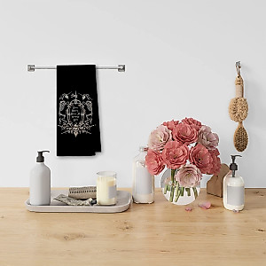 Dibor Dark Memento Mori The Undead Gothic Macabre Art Kitchen Towels Dish Towels Dishcloth,Gothic Decorative Absorbent Drying Cloth Hand Towels Tea Towels for Bathroom Kitchen,Gothic Lovers Gifts