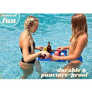 Polar Whale Floating Spa Hot Tub Bar Drink and Food Table Blue and Black Refreshment Tray for Pool or Beach Party Float Lounge Durable Fade Resistant