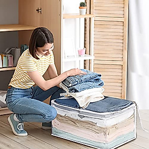 Fixwal 6 Pack Clothes Storage Bag 80L Clothing Storage Bags Organizer Large Clear Storage Bags Contains with Reinforced Handles Zipper Clothes Storage for Bedding Blankets Pillows, Space Saving