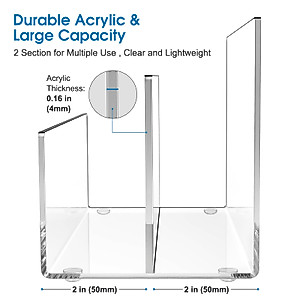 KTRIO 2 Pack Acrylic File Holder 2 Sections File Organizer for Desk, Clear Desk Organizer File Sorter File Folder Holder Mail Organizer Letter Holder for Envelopes, Electronics, Purse Display Stand
