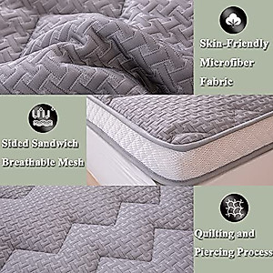 GYK Thicken Memory Foam Mattress Topper,Foldable Camping Road Trip Japanese Floor Futon,Tatami Mat Sleeping Pad,Knitted air Layer Cotton Fabric,Four-Sided Has Breathable Mesh,Cool Sleep